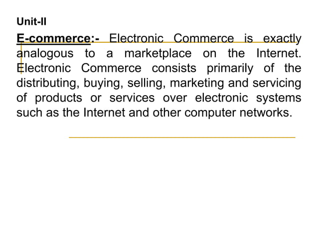 Introduction To Electronic Commerce (also called E-Commerce) | PPT