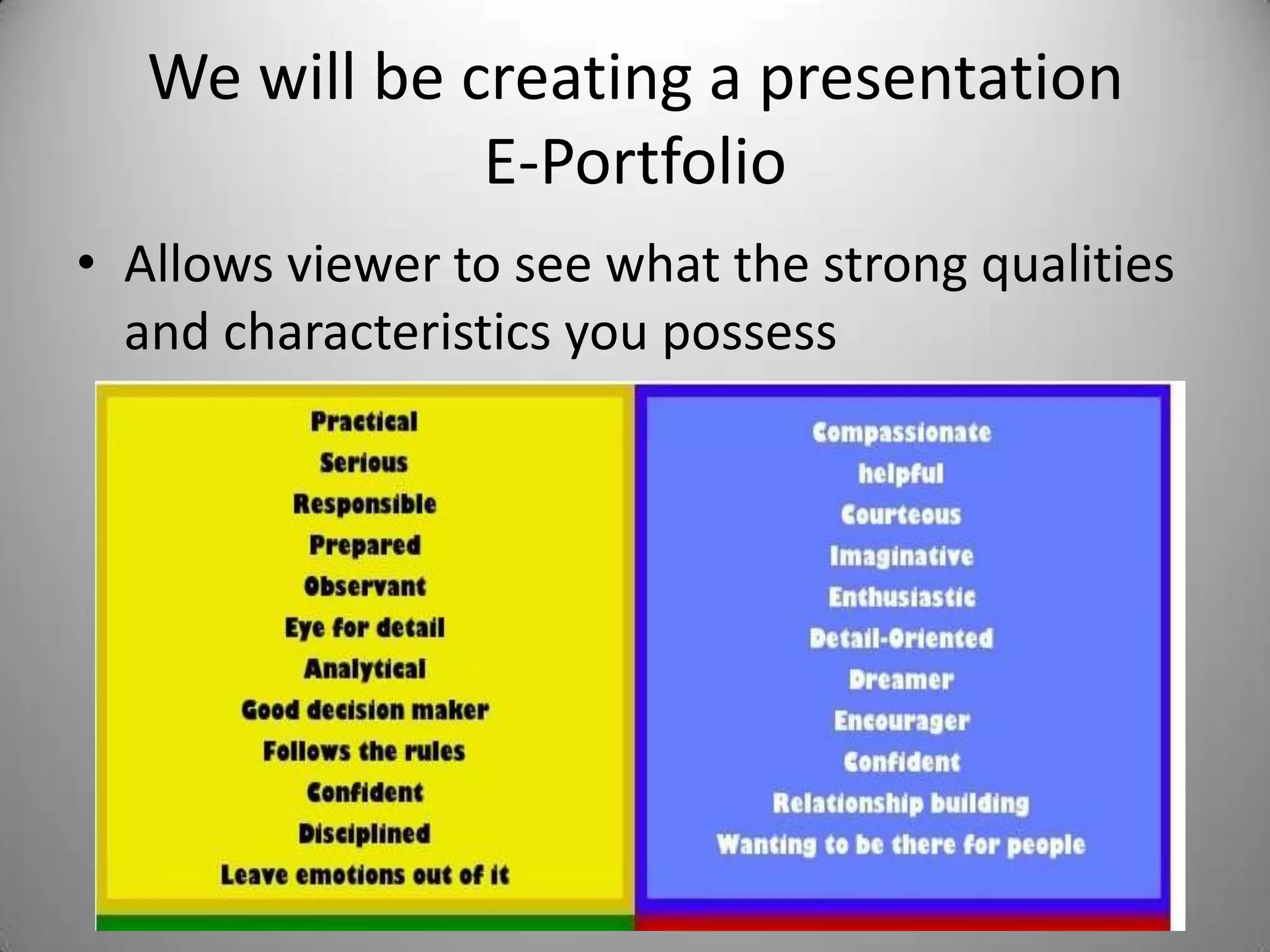 Introduction to e portfolio | PPTX