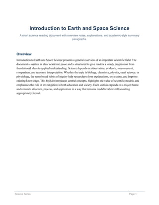 Comprehensive Introduction to Earth and Space Science Concepts and ...