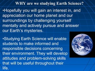 1_Introduction to Earth Science - Branches and Systems (1st day) | PPT