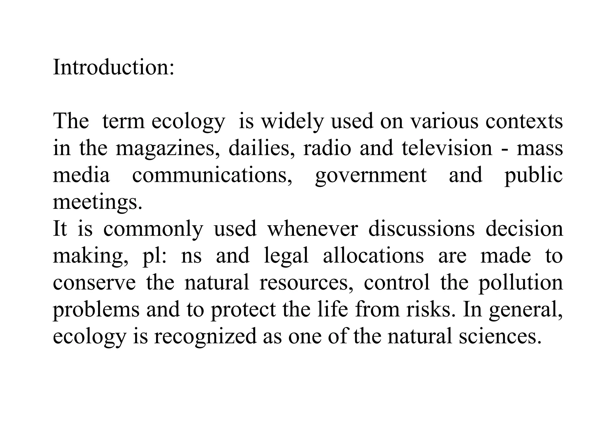 Introduction to ecology | PDF