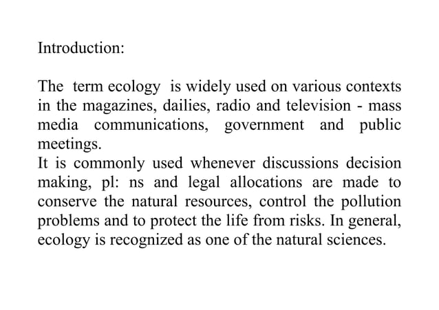 Introduction to ecology | PDF | Science