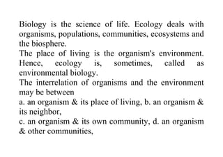Introduction to ecology | PDF