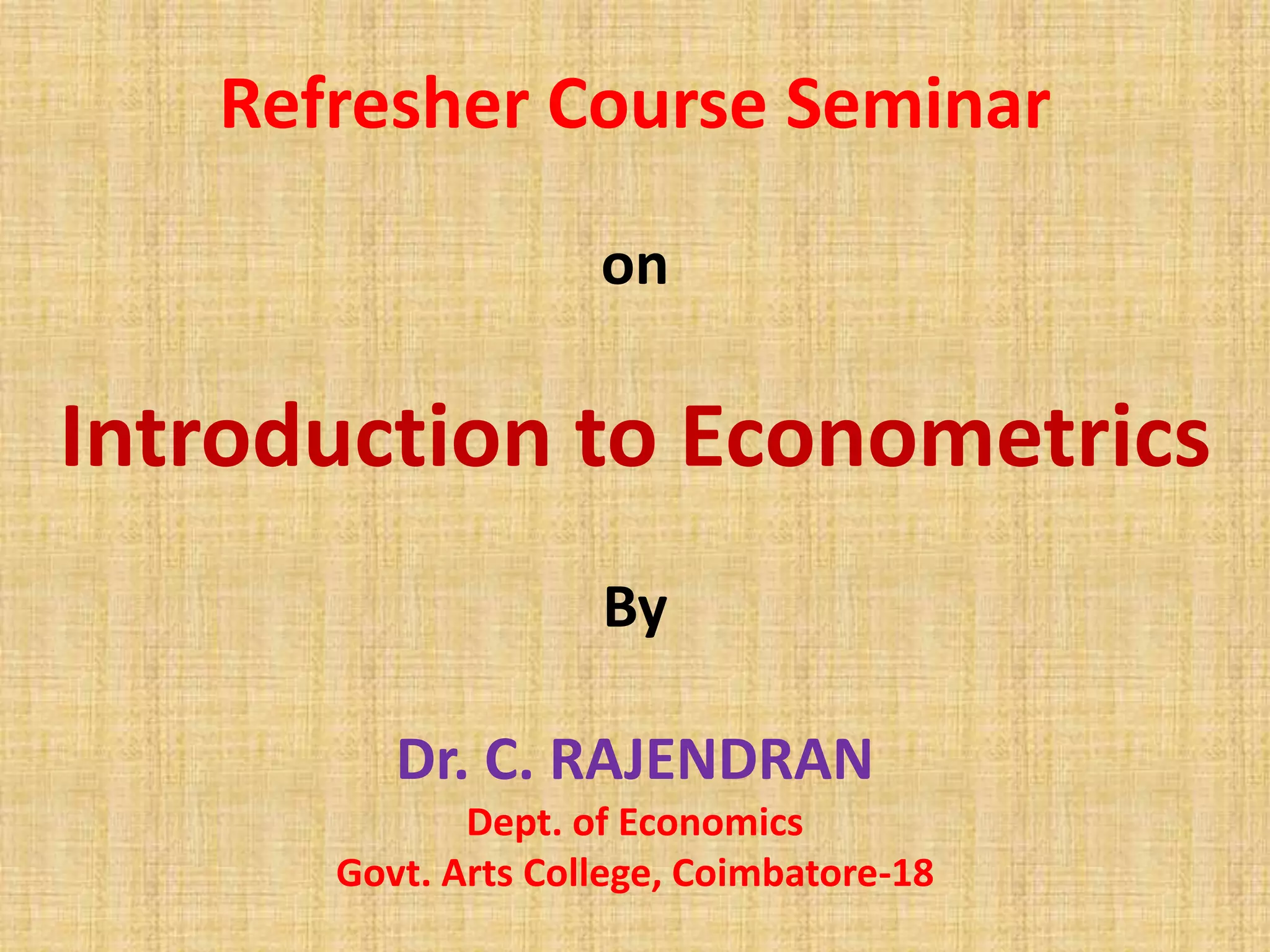 Introduction To Econometrics Ppt