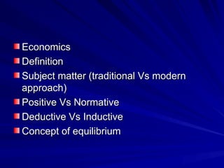 Introduction to Economics - definitions - approaches | PPT