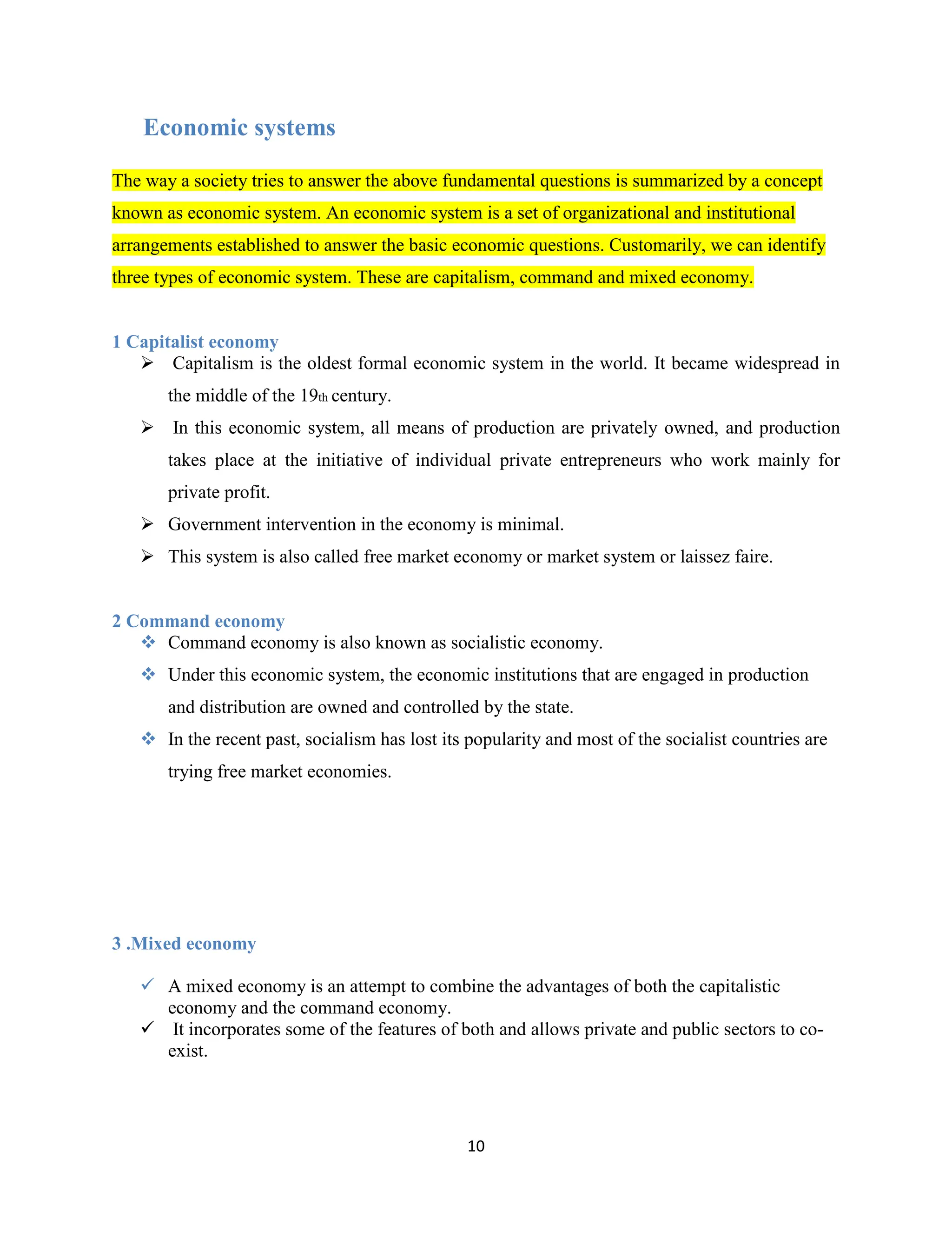 ECONOMICS Module Chapter 1 Part 2 for Freshman 1st Semester Students | PDF