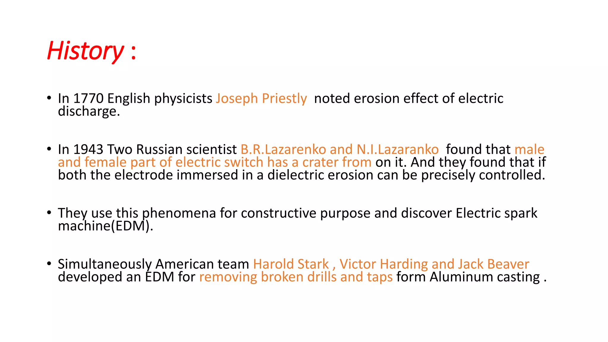 Introduction to Electric Discharge Machining | PPTX