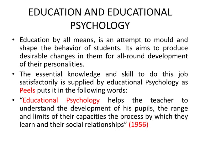 Introduction to educational psychology | PPTX | Education