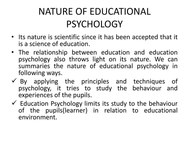 Introduction to educational psychology | PPTX | Education