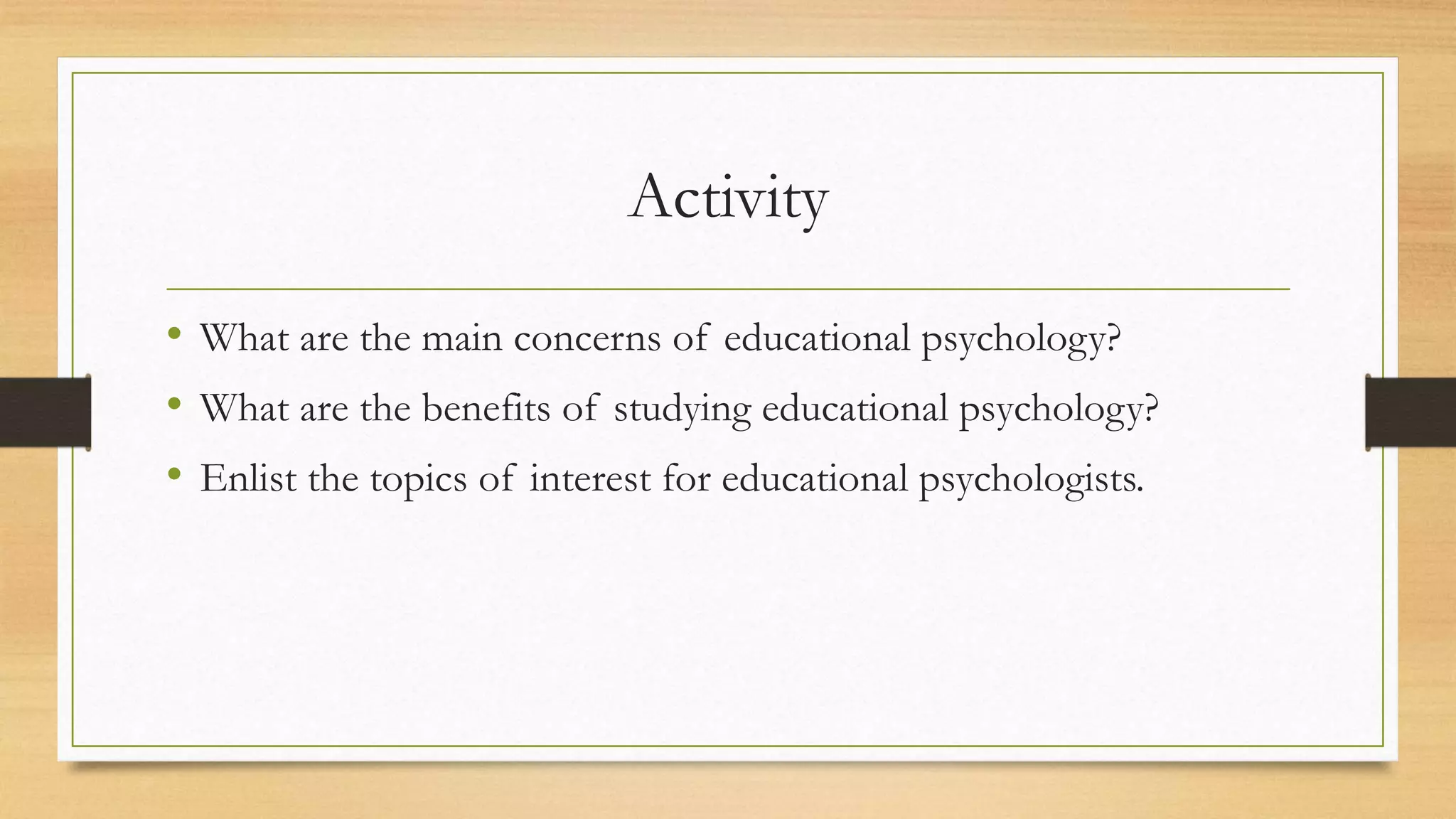 Introduction to educational psychology (1) | PPTX