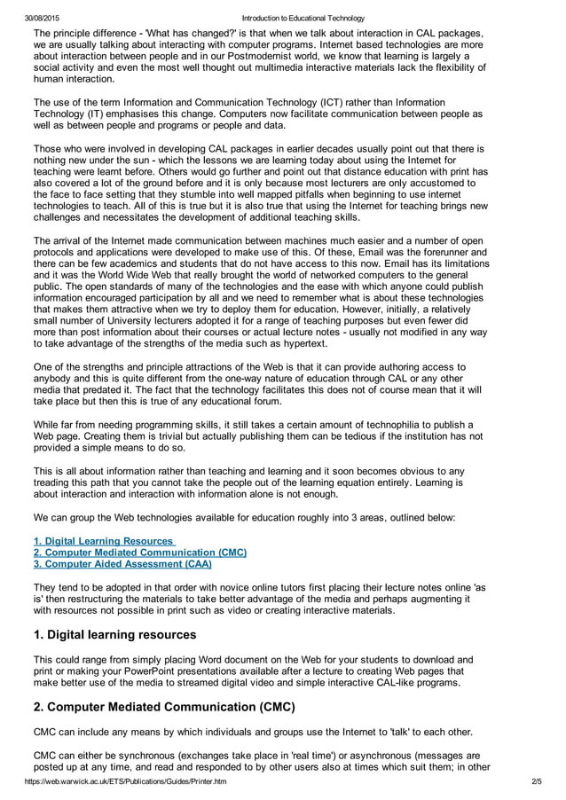 Introduction to educational technology | PDF