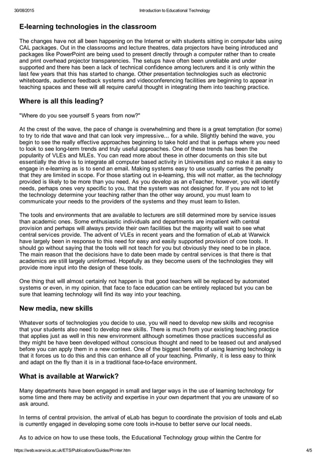 Introduction to educational technology | PDF