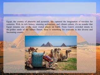 Introduction To Egypt As A Travel Destination .ppt