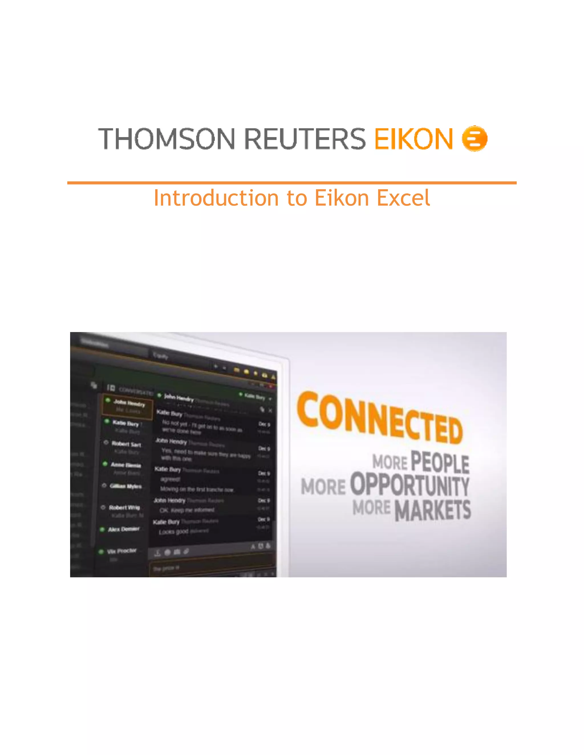 Introduction to Eikon Excel | PDF