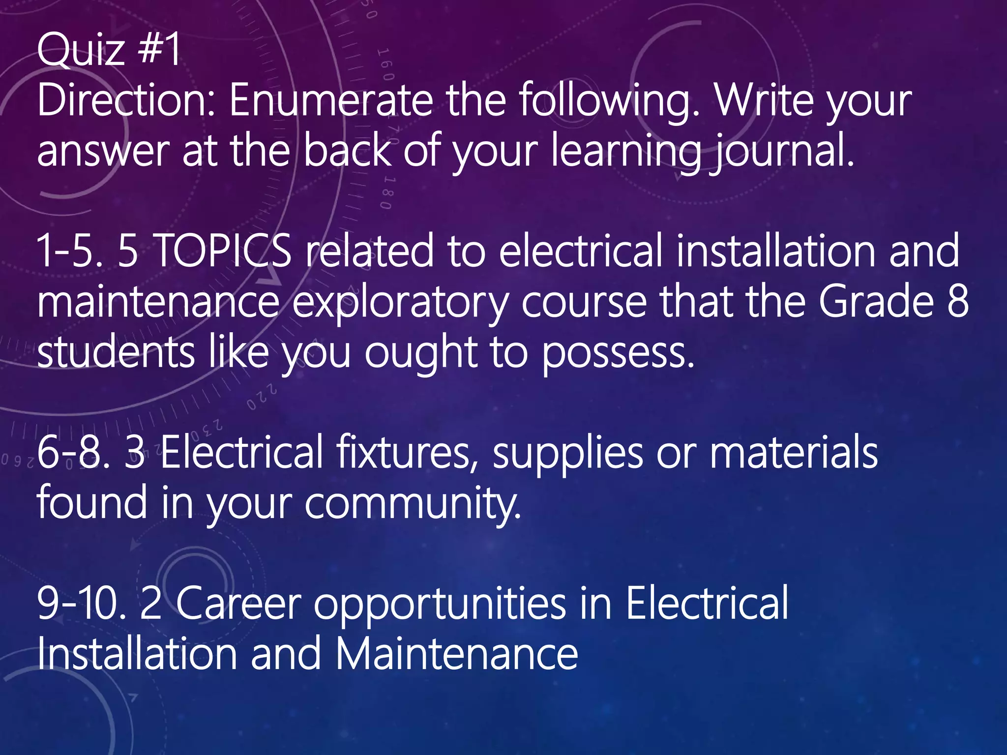 Introduction to Electrical Installation and Maintenance | PPTX
