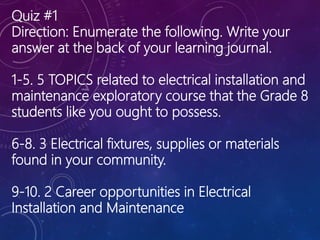 Introduction to Electrical Installation and Maintenance | PPTX