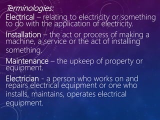 Introduction to Electrical Installation and Maintenance | PPTX