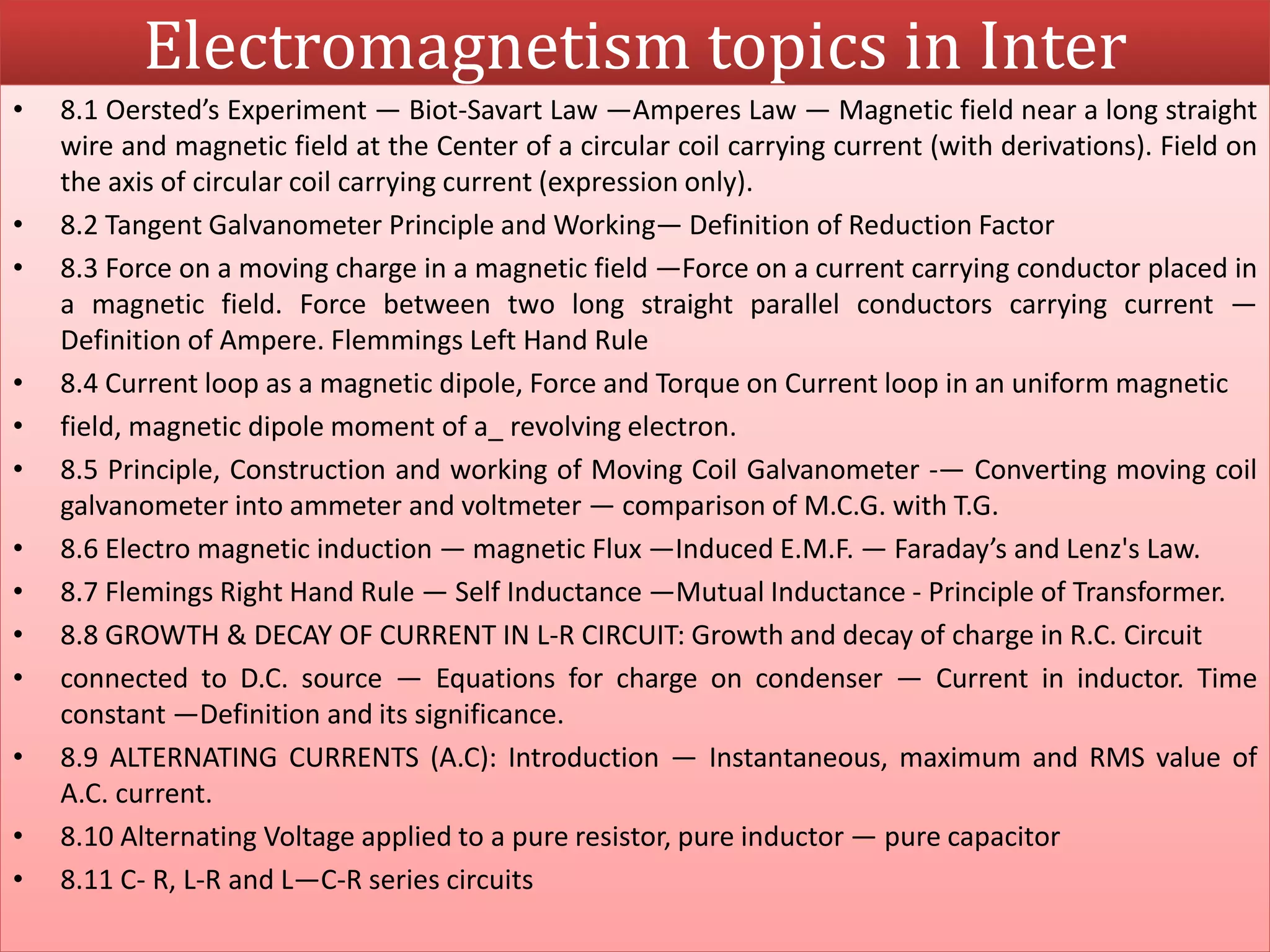 Introduction to electricity, magnetism & electromagnetism | PPT