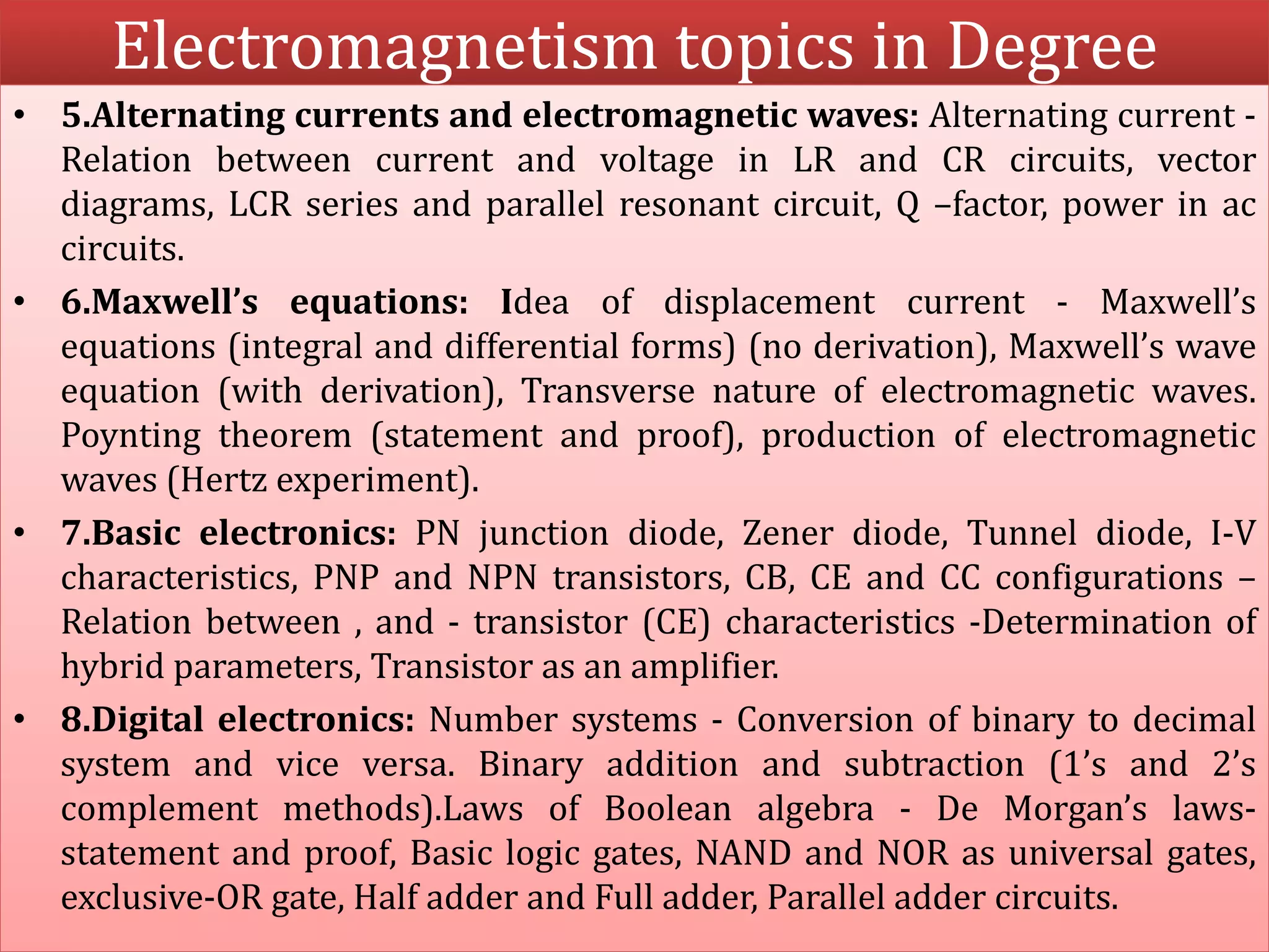 Introduction to electricity, magnetism & electromagnetism | PPT