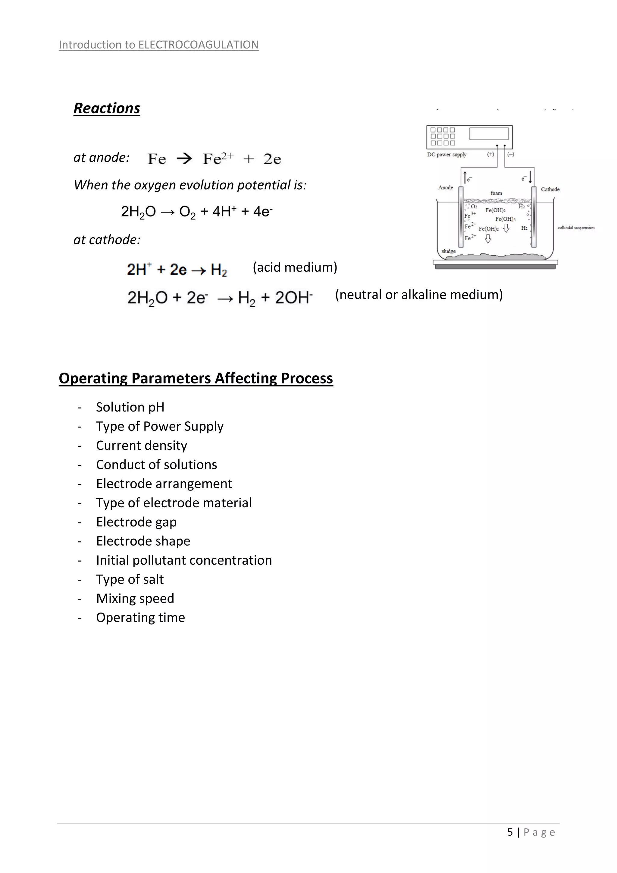 Introduction to Electrocoagulation - water treatment | PDF