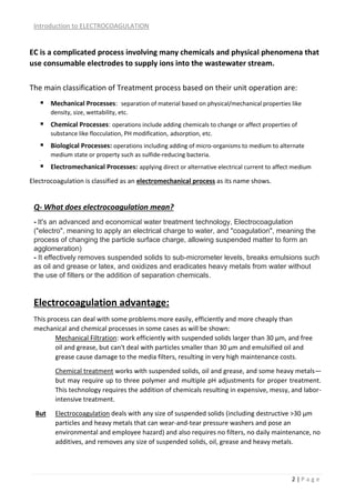 Introduction to Electrocoagulation - water treatment | PDF
