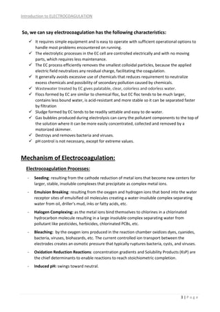 Introduction to Electrocoagulation - water treatment | PDF