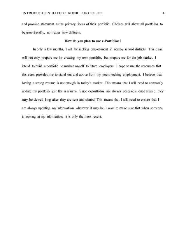 Introduction to Electronic Portfolios | PDF