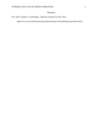 Introduction to Electronic Portfolios | PDF