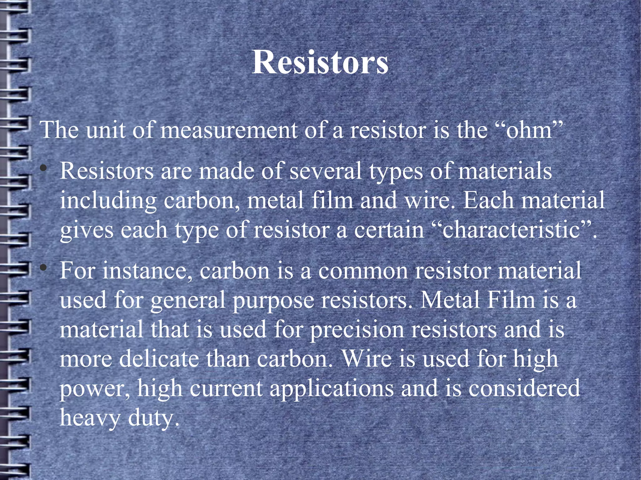 Introduction to Electronics - Resistors | PPT