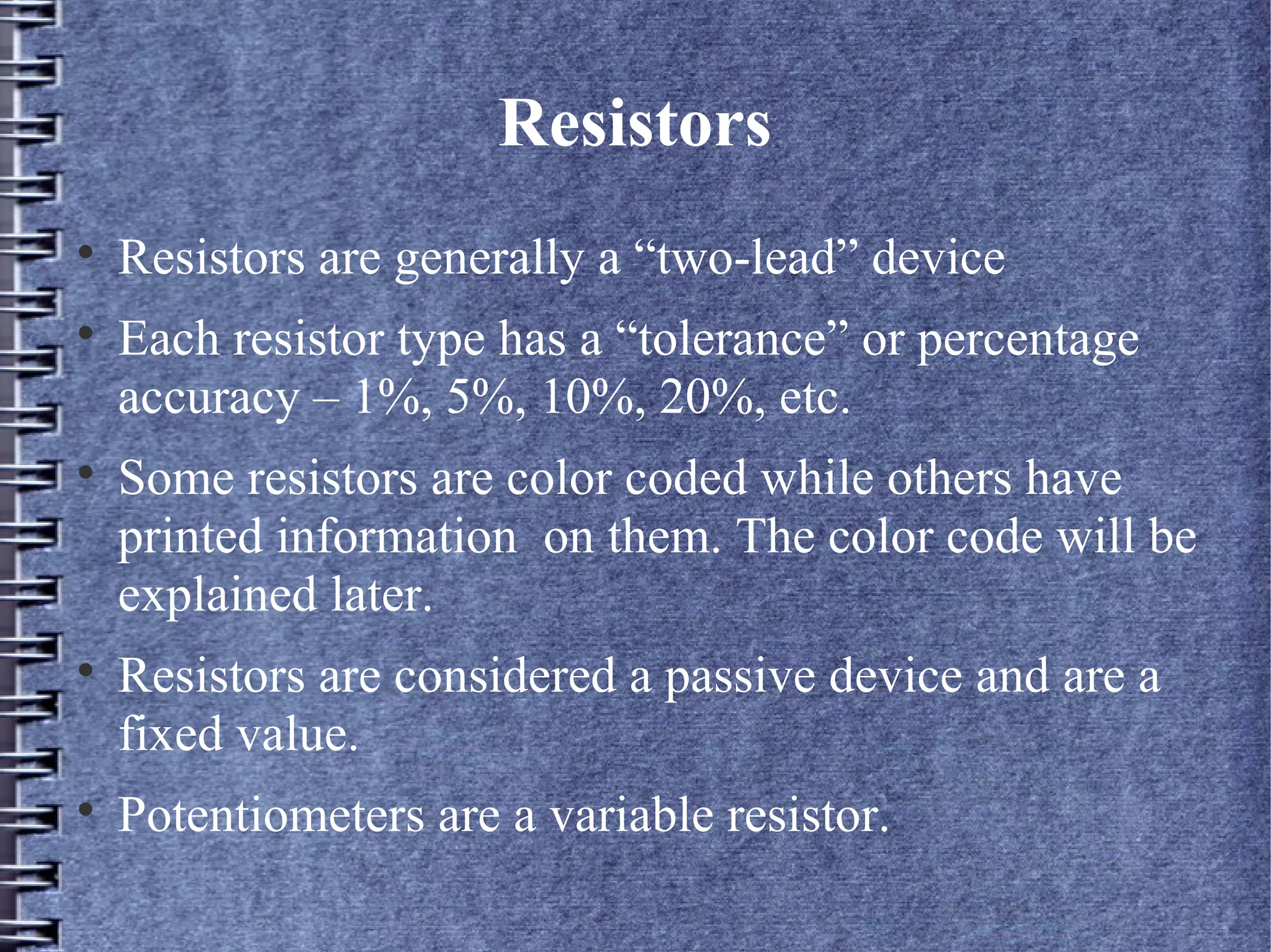Introduction to Electronics - Resistors | PPT