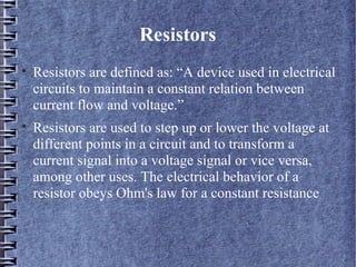 Introduction to Electronics - Resistors | PPT