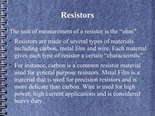 Introduction to Electronics - Resistors | PPT