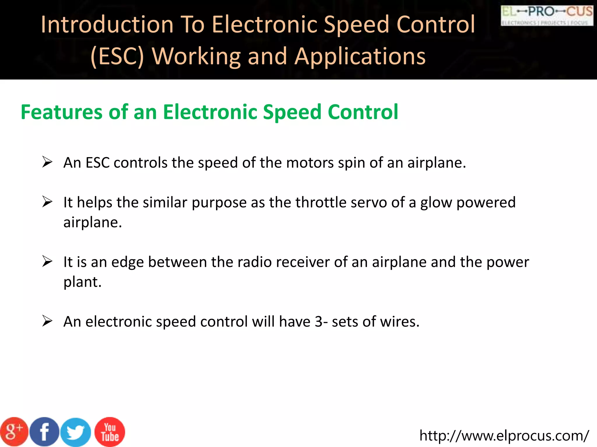Electronic Speed Control (ESC) Circuits, Working And Applications | PPTX