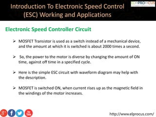Electronic Speed Control (ESC) Circuits, Working And Applications | PPTX