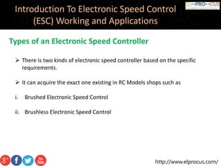 Electronic Speed Control (ESC) Circuits, Working And Applications | PPTX