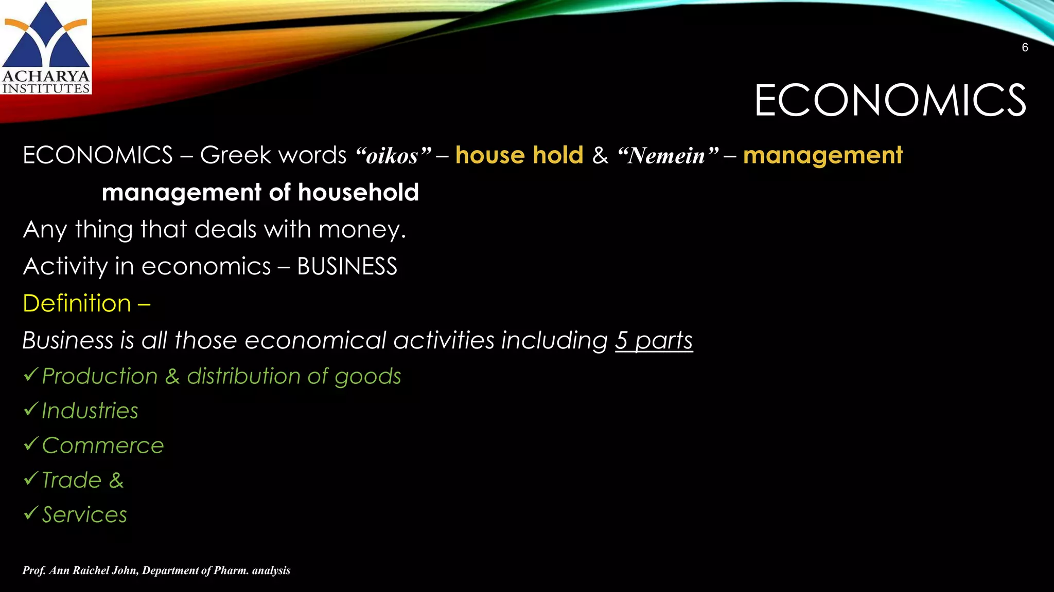 Introduction to elements for economics & management | PDF