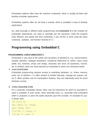 Introduction to embedded c | DOCX