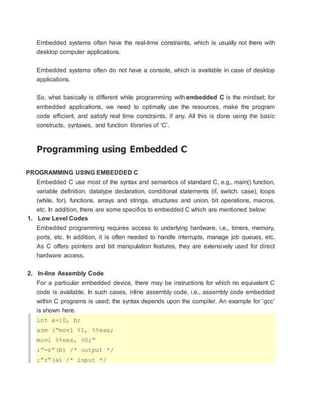Introduction to embedded c | DOCX