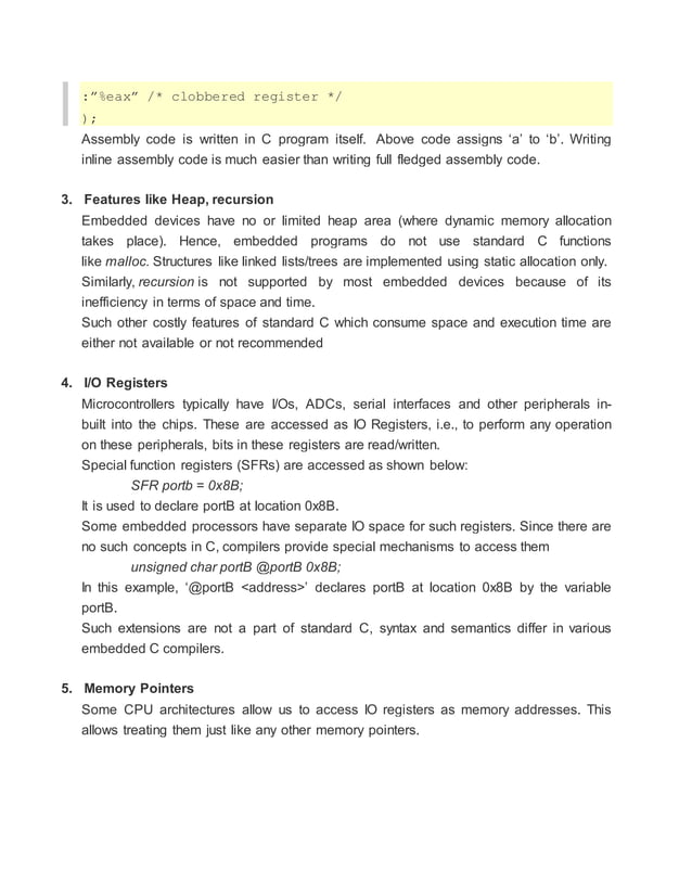 Introduction to embedded c | DOCX