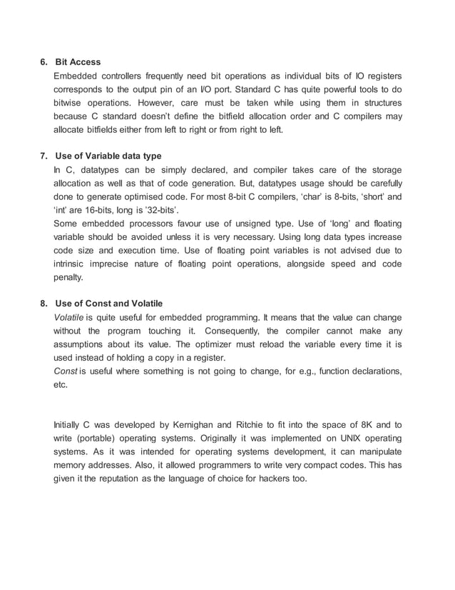 Introduction to embedded c | DOCX