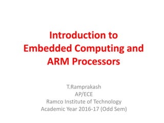 Introduction to embedded computing and arm processors | PPT