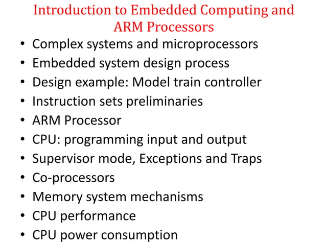 Introduction to embedded computing and arm processors | PDF