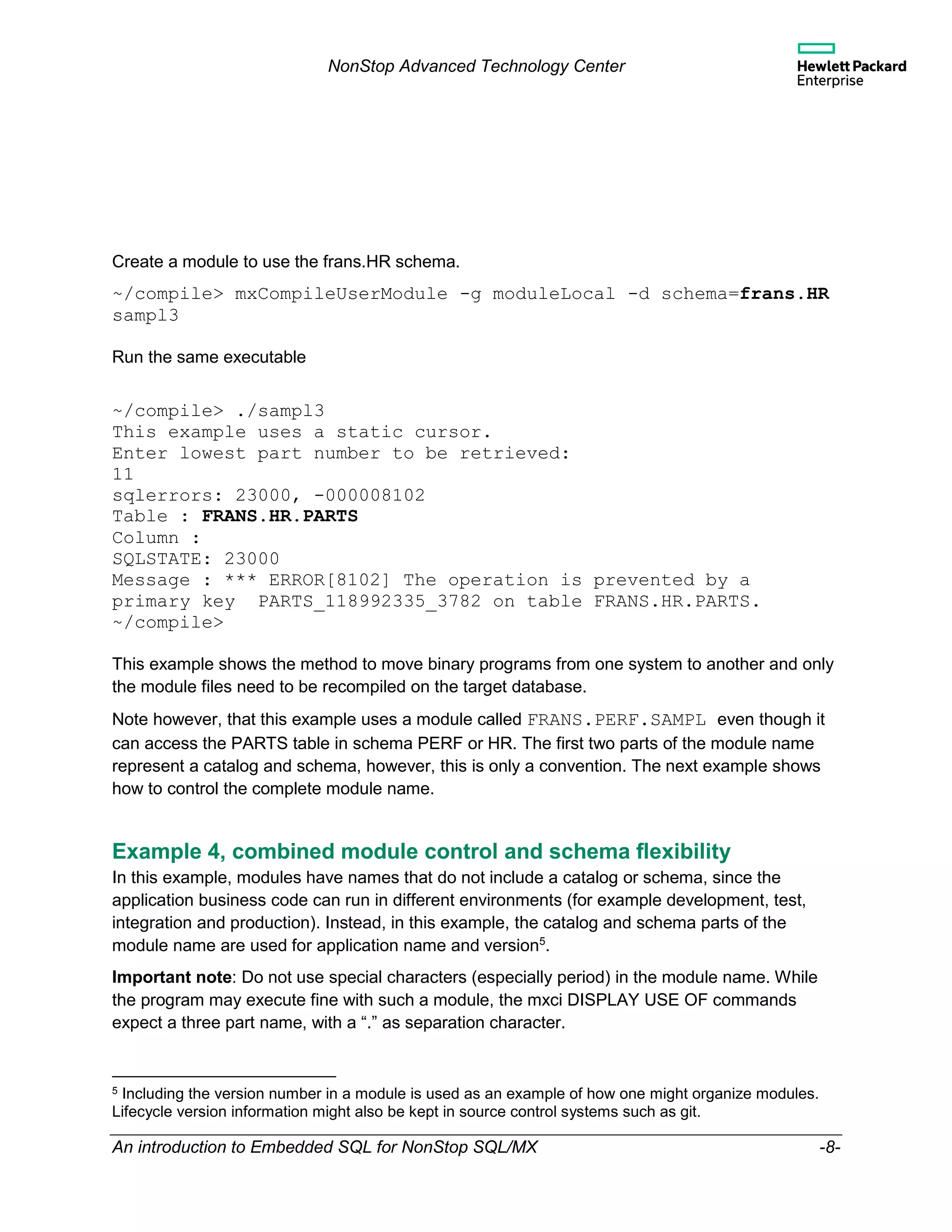 Introduction to embedded sql for NonStop SQL | PDF