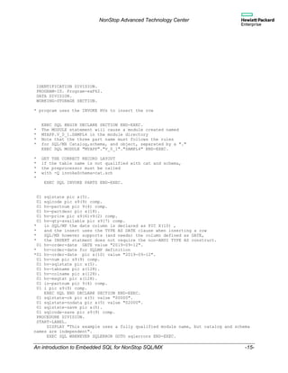 Introduction to embedded sql for NonStop SQL | PDF