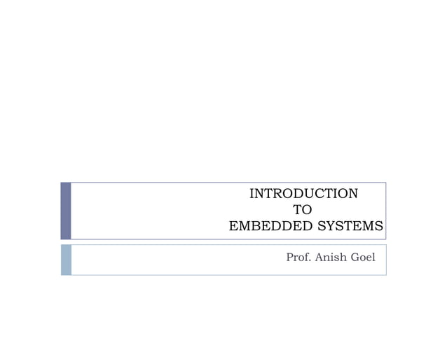 Introduction To Embedded Systems | PPT