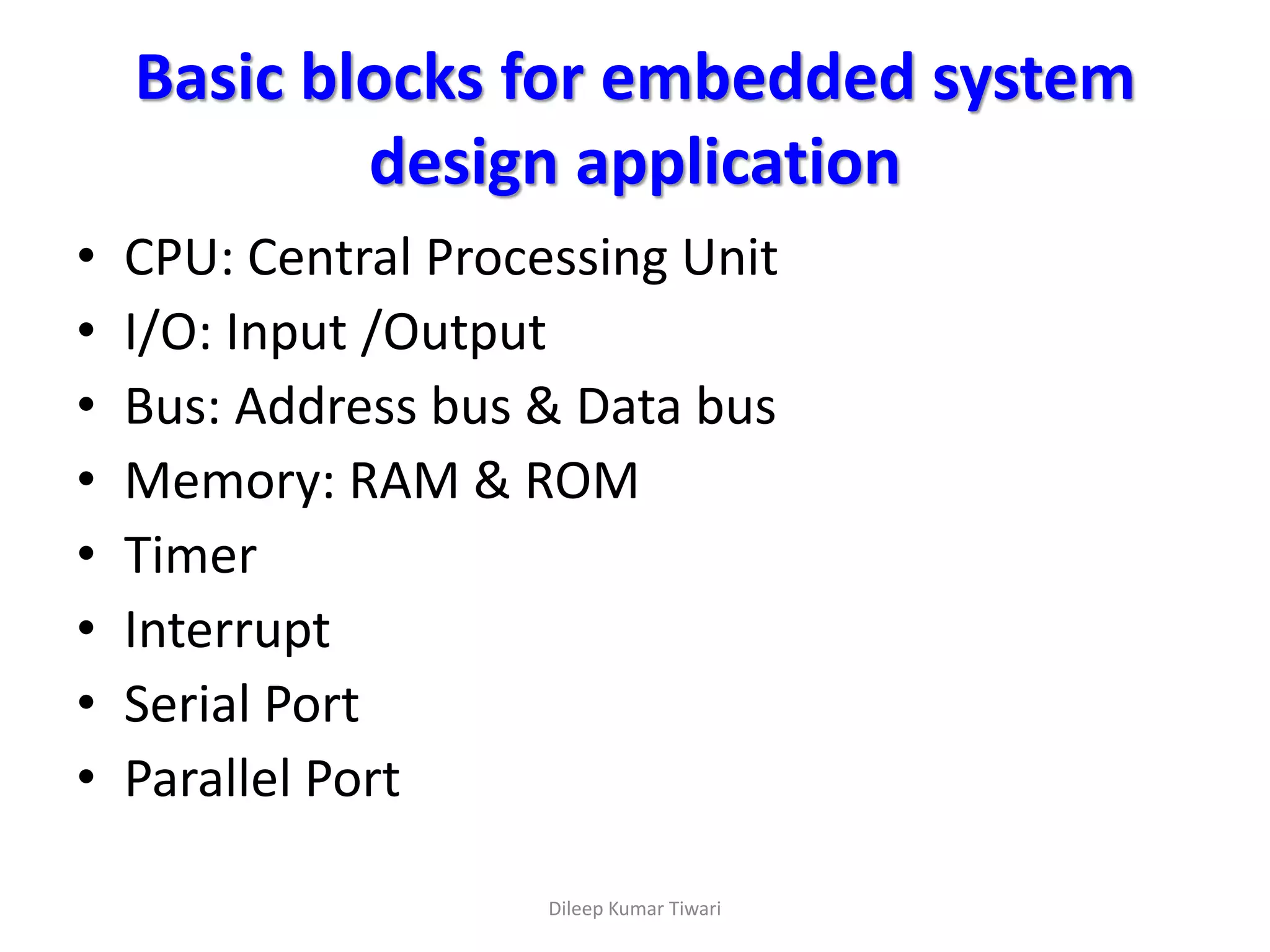 Introduction to embedded systems | PPT Introduction to embedded systems | PPT