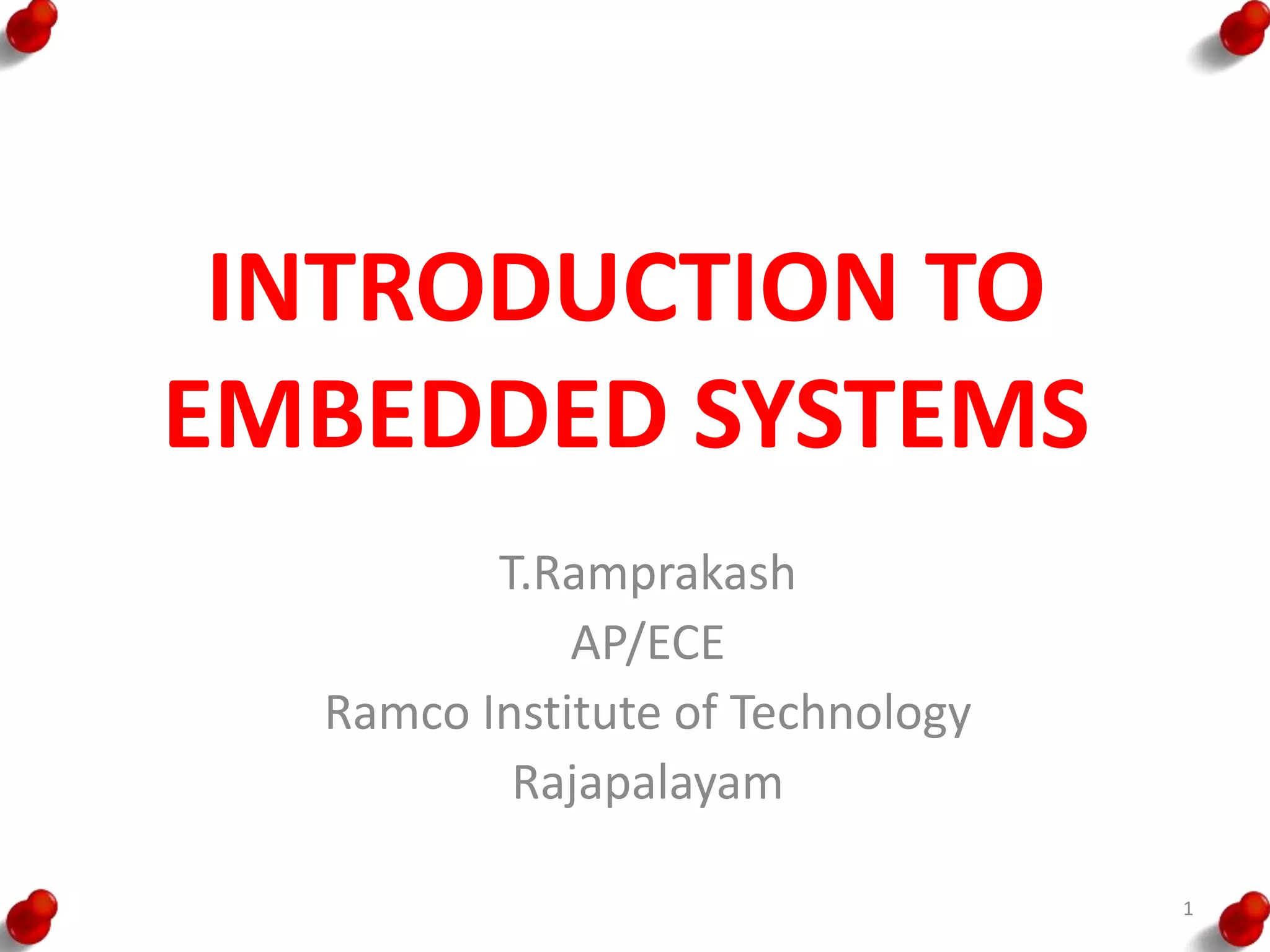 Introduction to embedded systems | PPTX