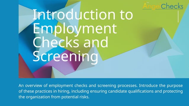Introduction to Employment Checks and Screening | PPTX