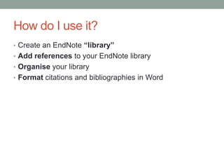Introduction to end note x5 | PPTX