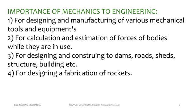 INTRODUCTION TO ENGINEERING MECHANICS | PPSX | Physics | Science